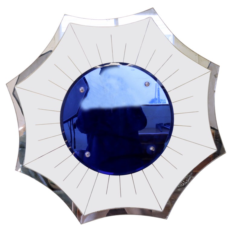 Vintage Two Tone Starburst Midcentury Wall Mirror For Sale at 1stDibs