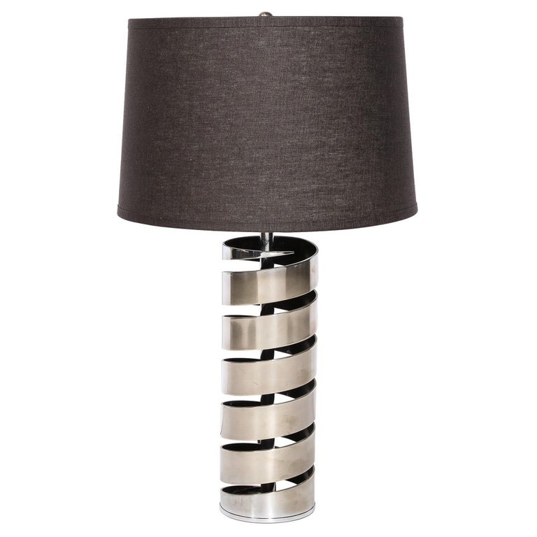 Modernist Torqued Spiral Form Table Lamp in Satin Nickel For Sale at ...