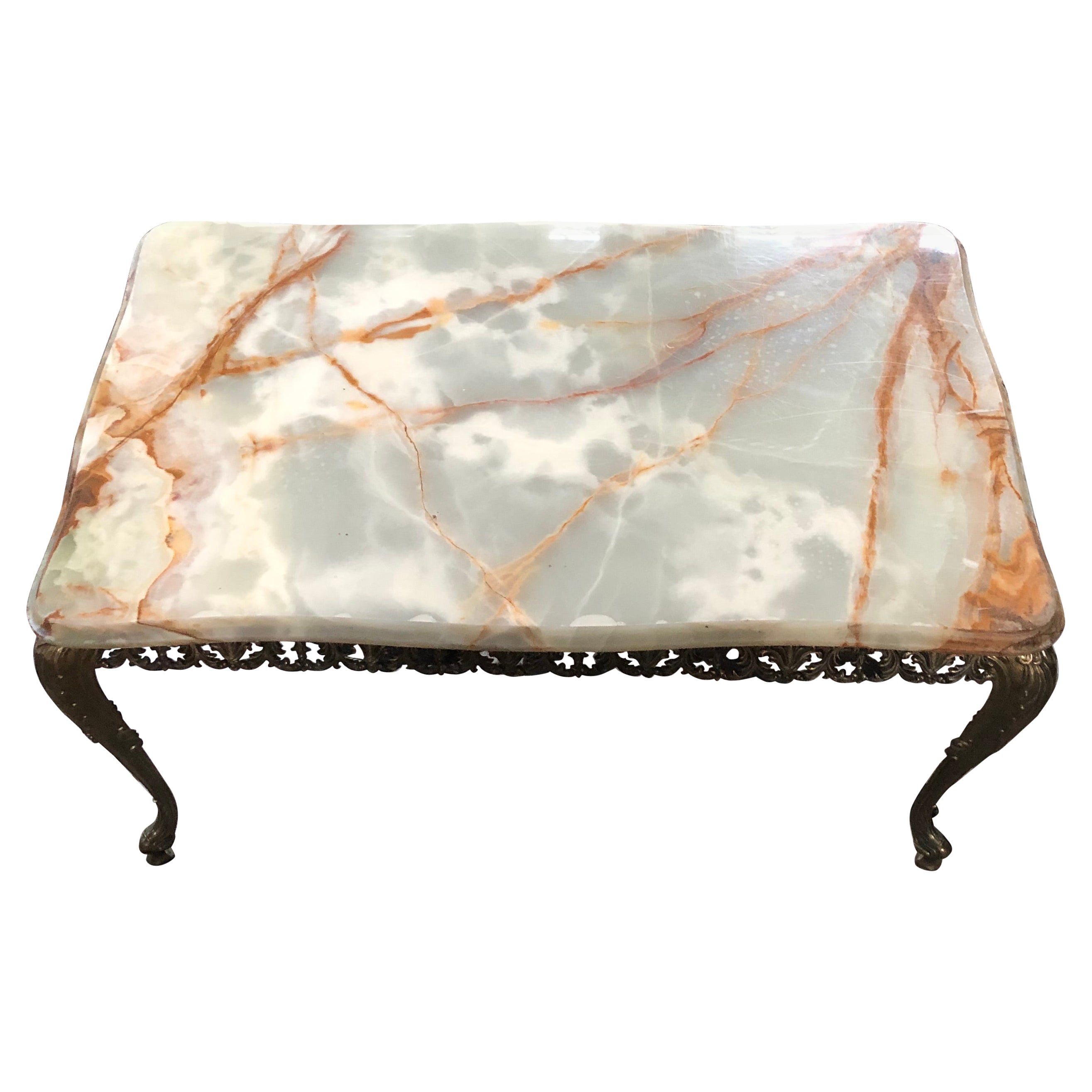 Antique French Onyx and Brass Coffee Table at 1stDibs | vintage onyx ...