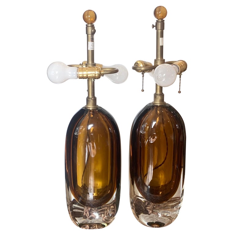 Pair of Italian Murano Glass Lamps For Sale at 1stDibs