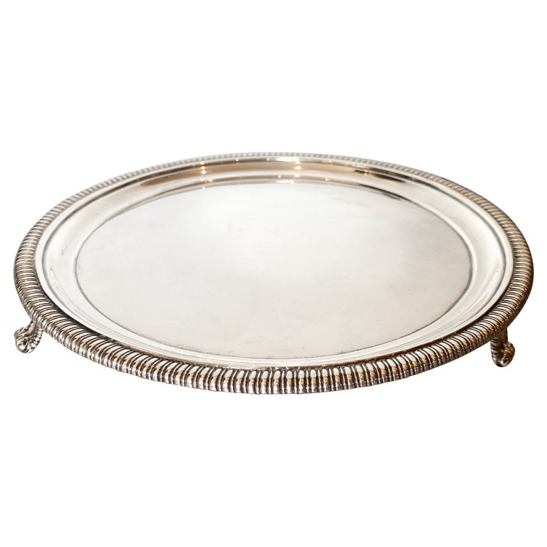 English Sterling Silver Footed Tray For Sale at 1stDibs