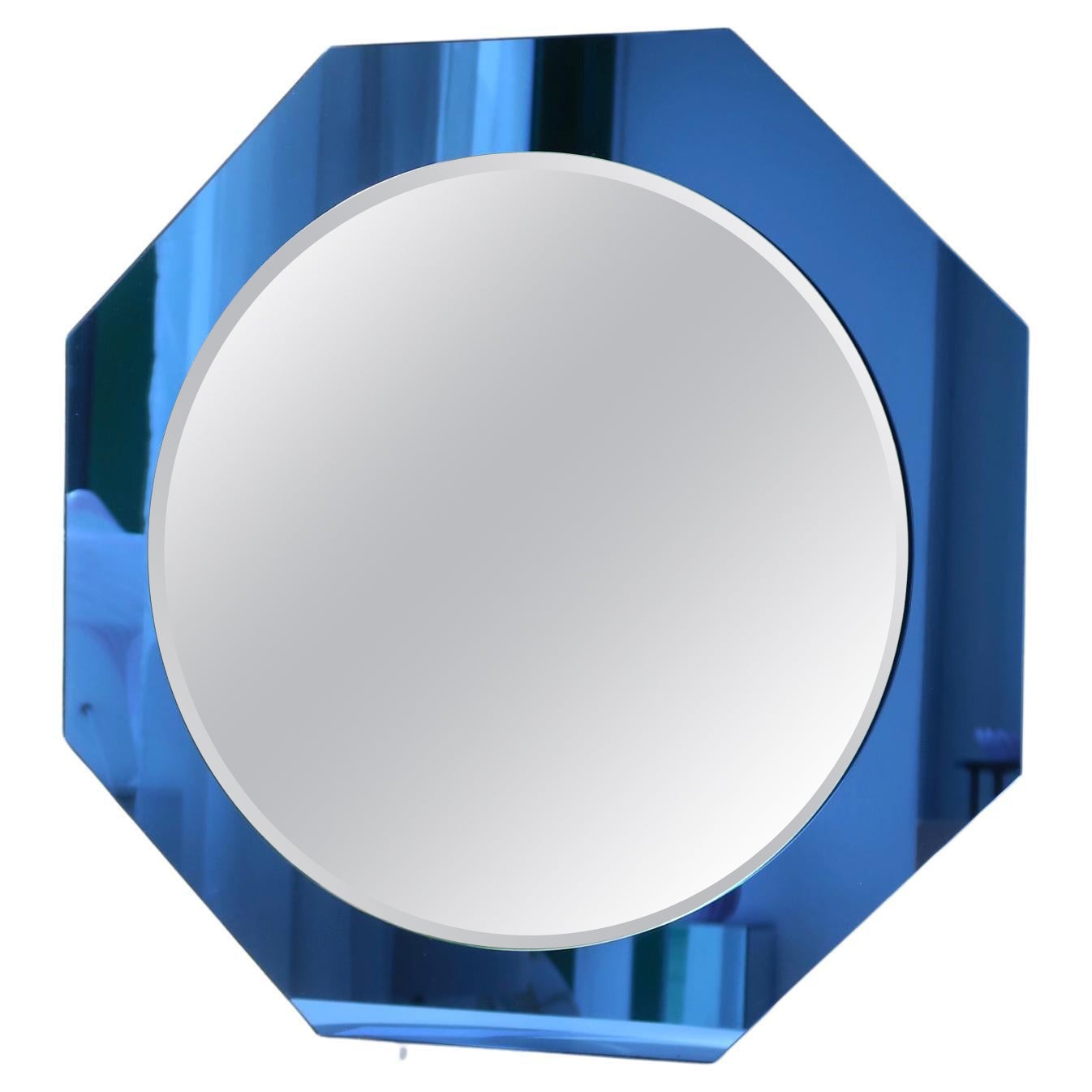 Large Vintage 1970s Italian Sapphire Blue Glass Wall Mirror Murano Lupi ...