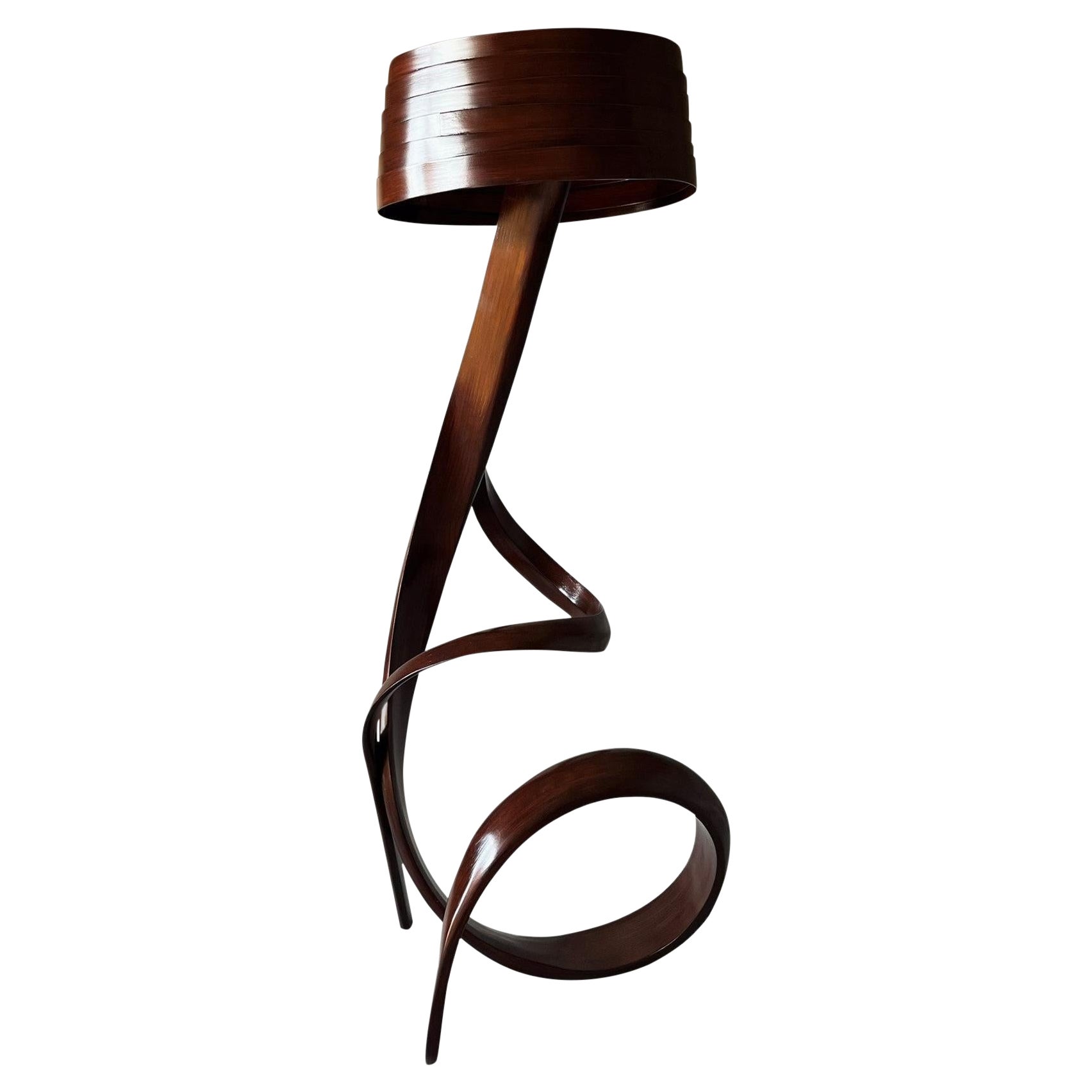 Brown Wooded Sculptural Floor Lamp with Brass Elements by Raka Studio ...