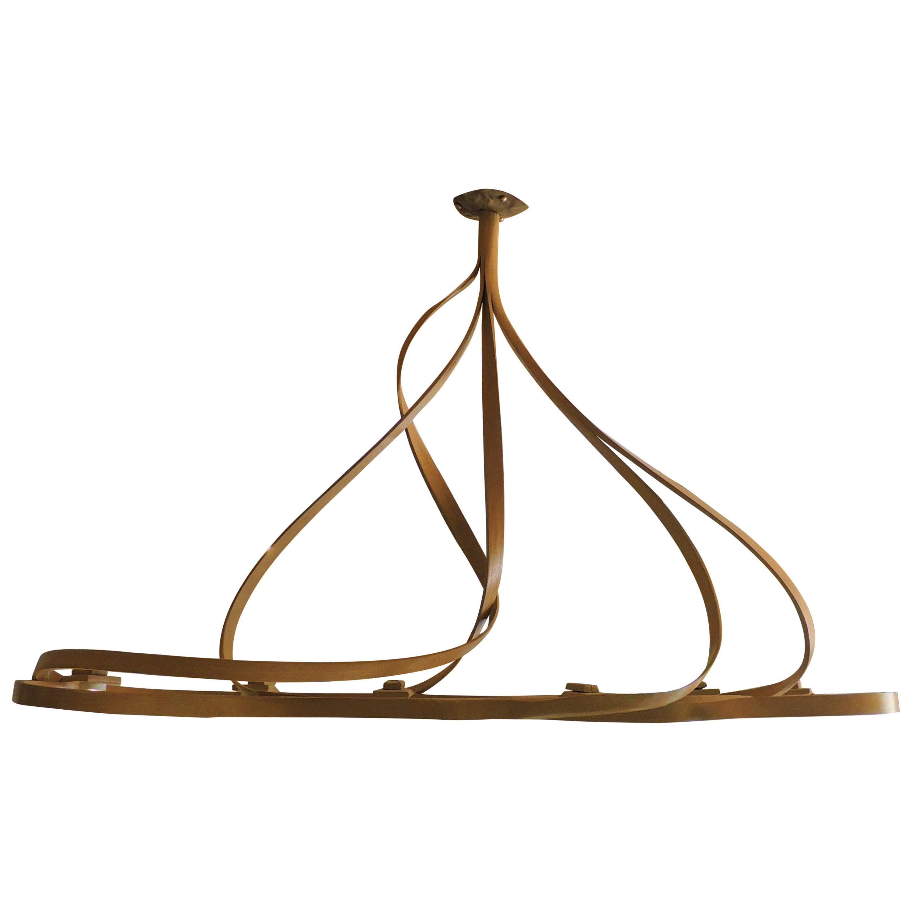 Dining Chandelier by Raka Studio, Bent Wood For Sale at 1stDibs