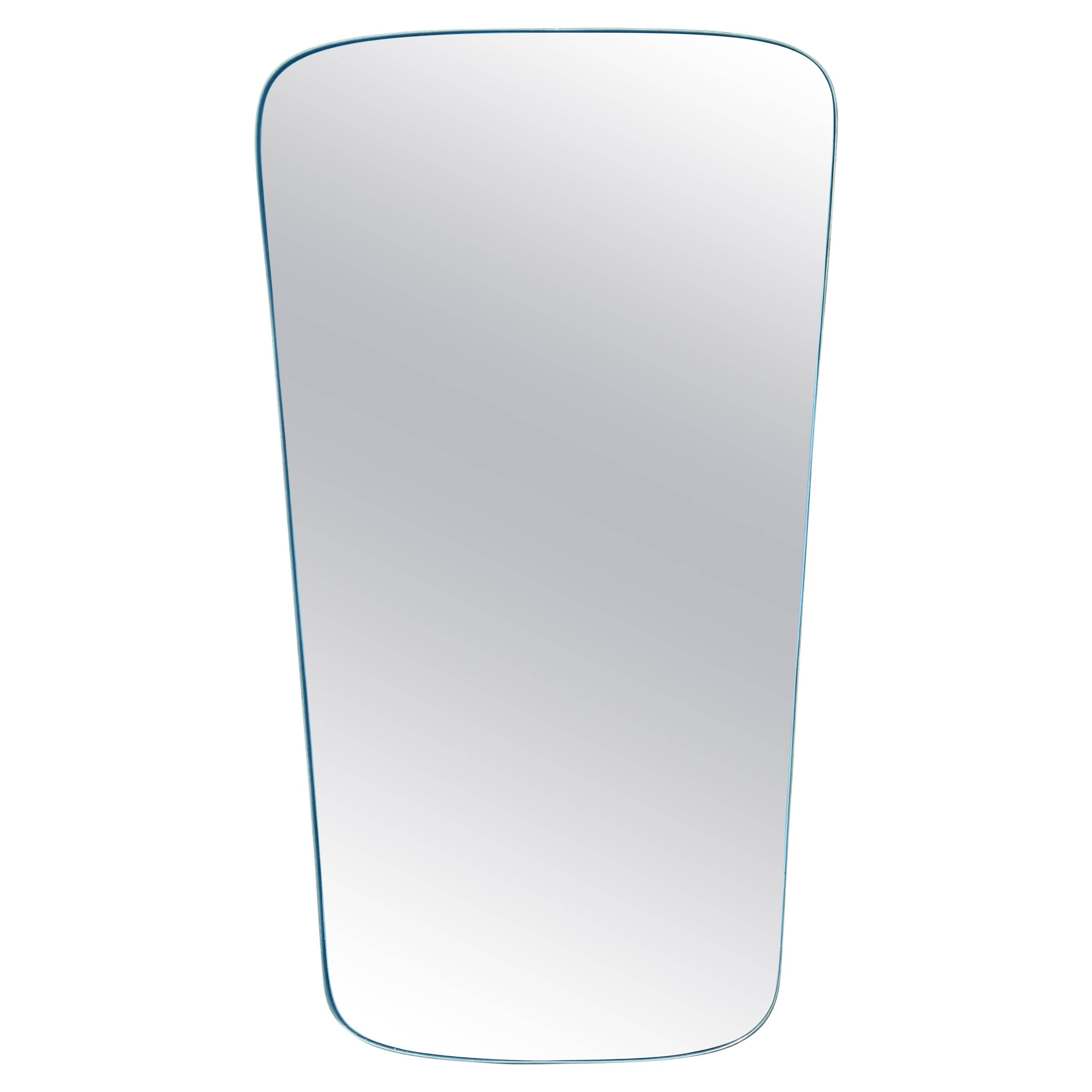 Mid Century Light Up Round Mirror with Clear Battlement Edge Frame at ...