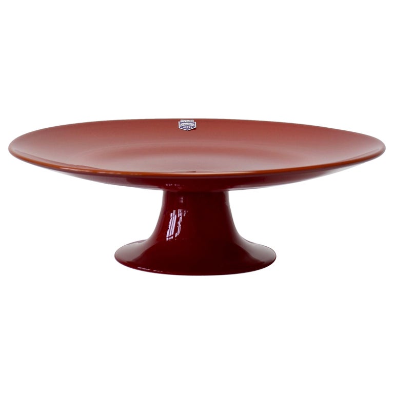 Rare Signed Cenedese Vintage Murano Glass Dark Red Coloured Glass Cake ...