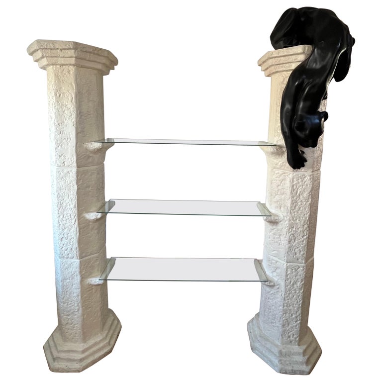 1980s Postmodern Plaster Columns Panther Shelves For Sale at 1stDibs