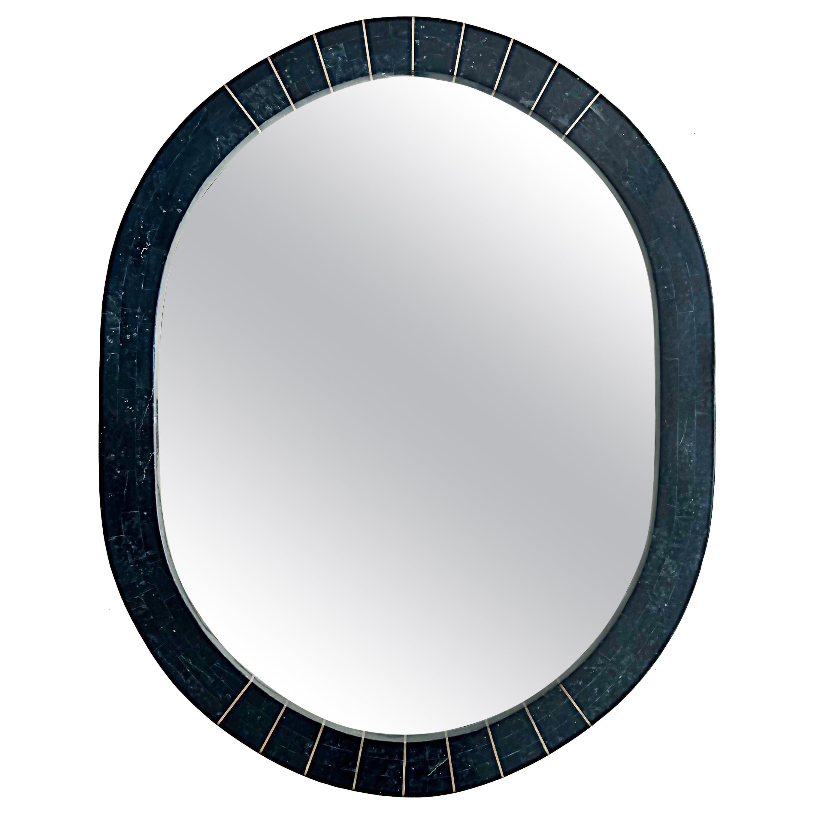 Tessellated Stone Mirror with Brass Inlay by Roche-Bobois For Sale at ...