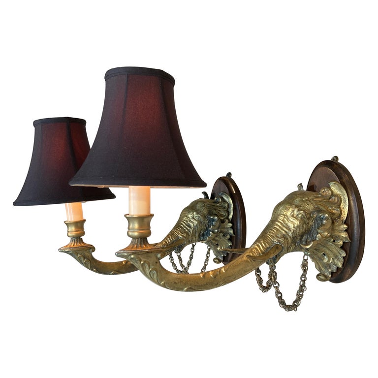 Pair of circa 1880 English Brass Sconces in the Form of Elephant Heads ...