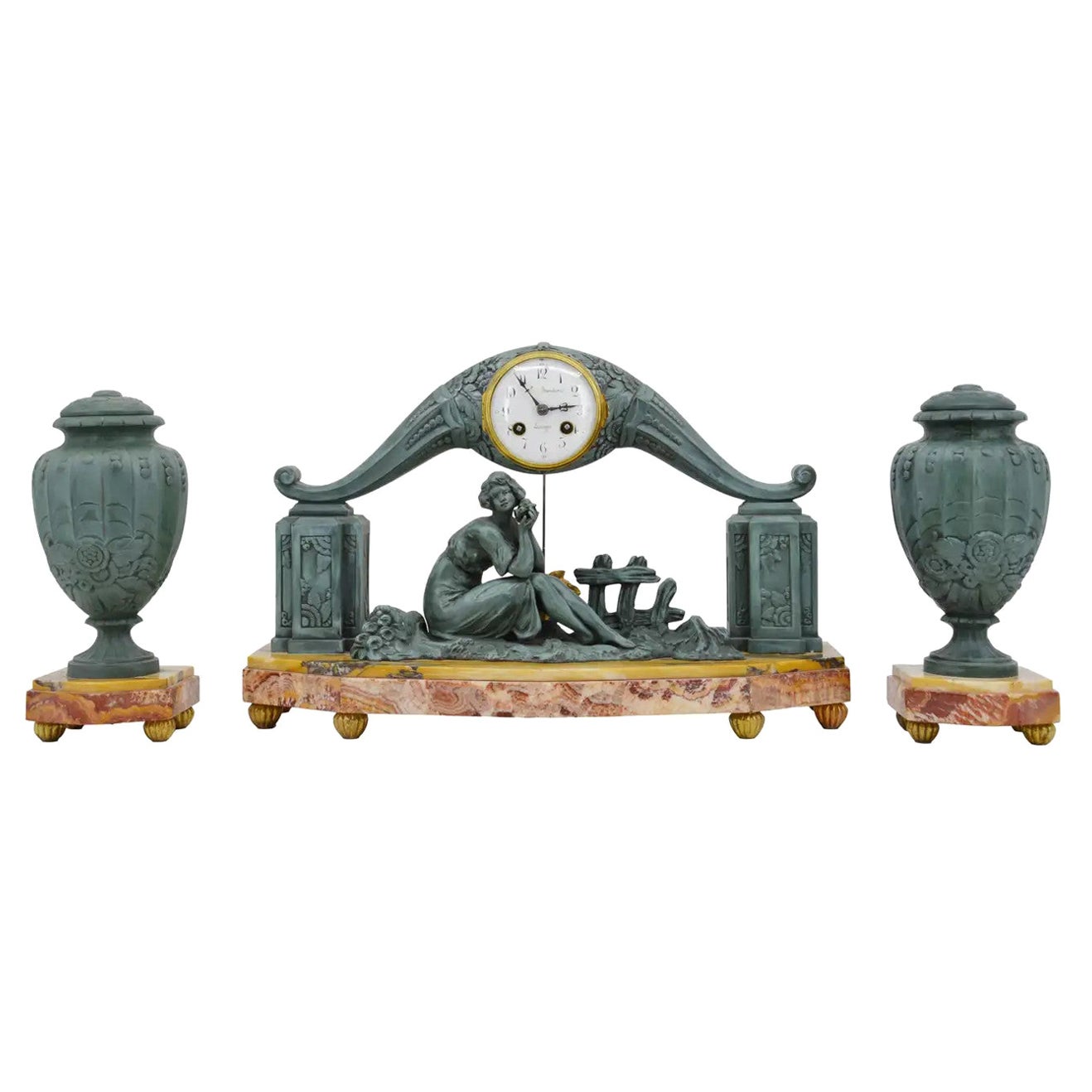 Top Design 1920s Art Deco Mantel Clock Made of Solid Coromandel w ...