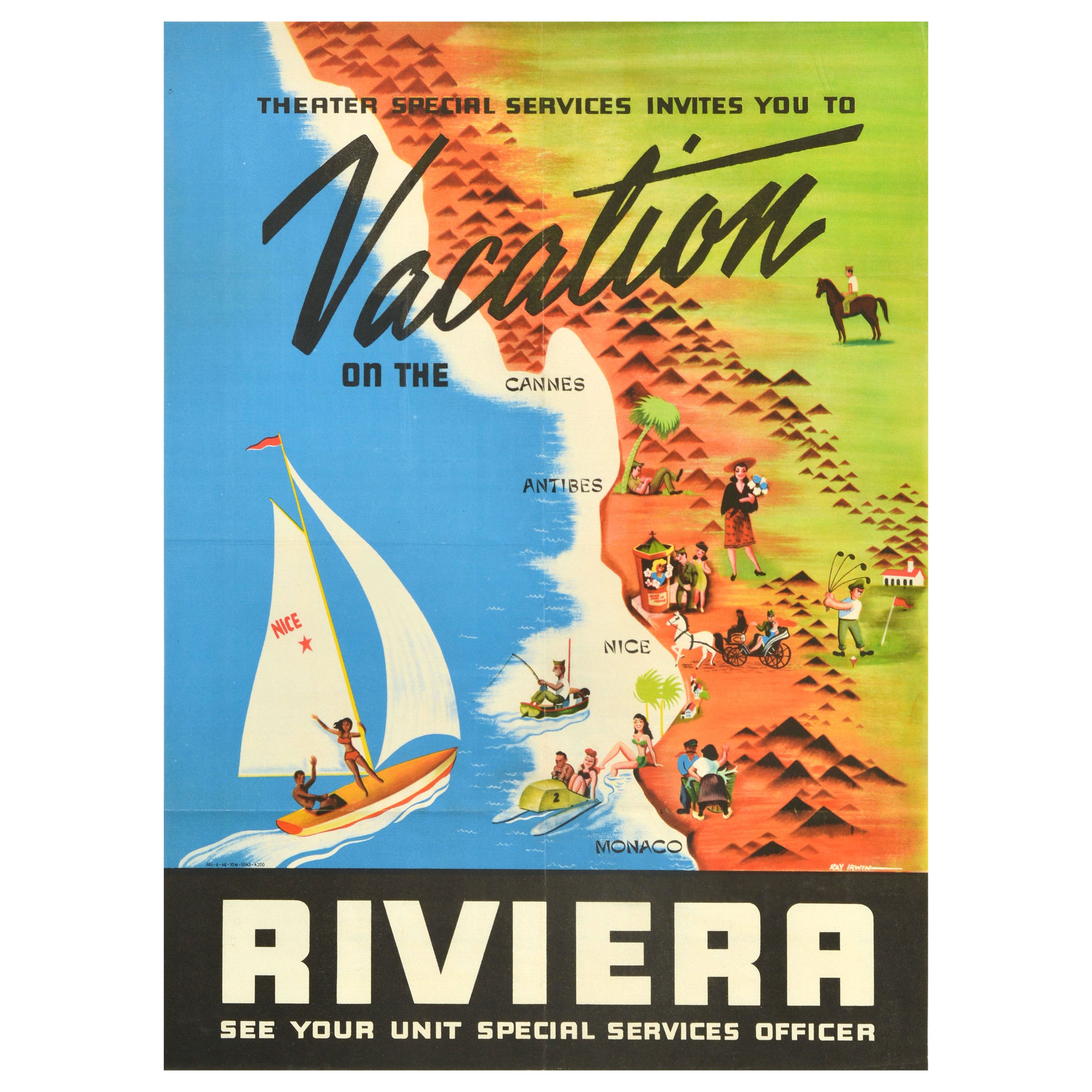 Original Vintage Travel Poster Cadiz Beach Sailing Yacht Summer Holiday ...