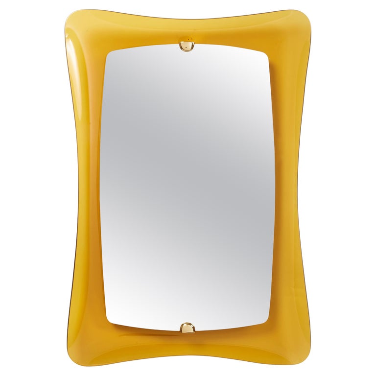 Yellow Amber Glass Mirror, Italy, 1960s For Sale at 1stDibs
