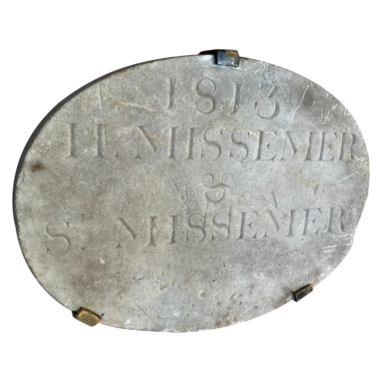 American Folk Art Carved Marble Oval Building Marker, Dated 1813 For ...
