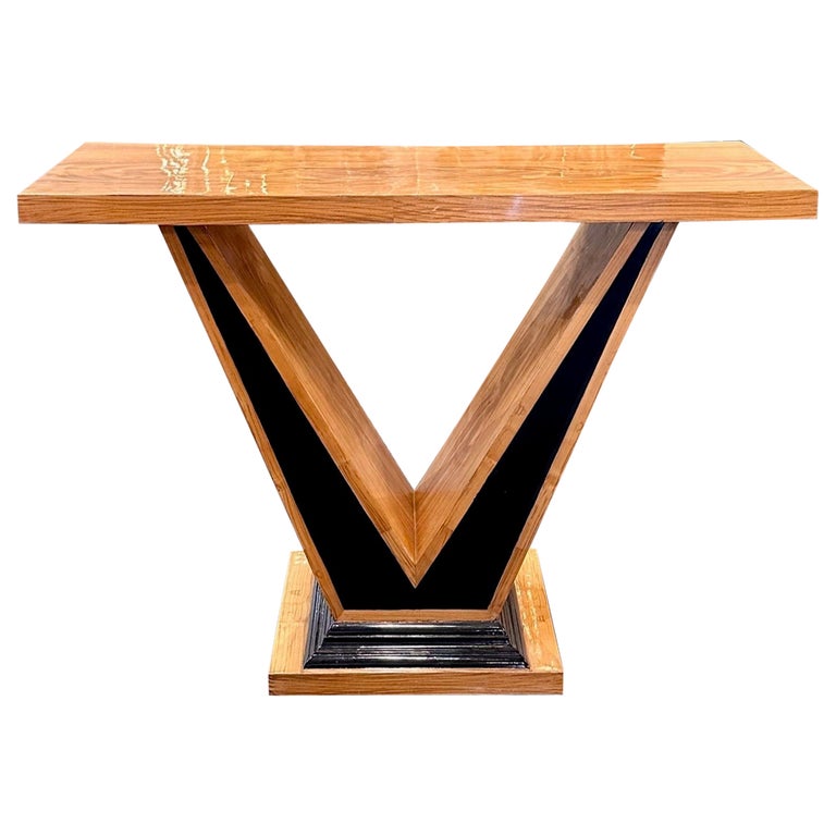 MCM Italian Elm Wood V shape Console For Sale at 1stDibs