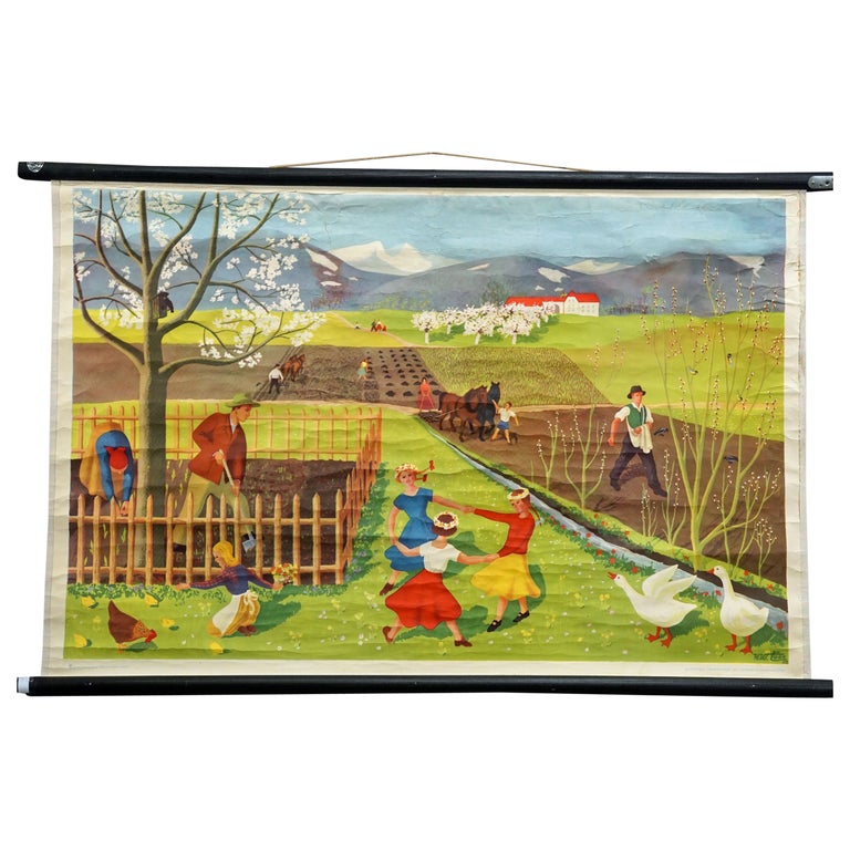 Countrycore Mural Vintage Wall Chart Spring Agriculture Alpine Foreland ...