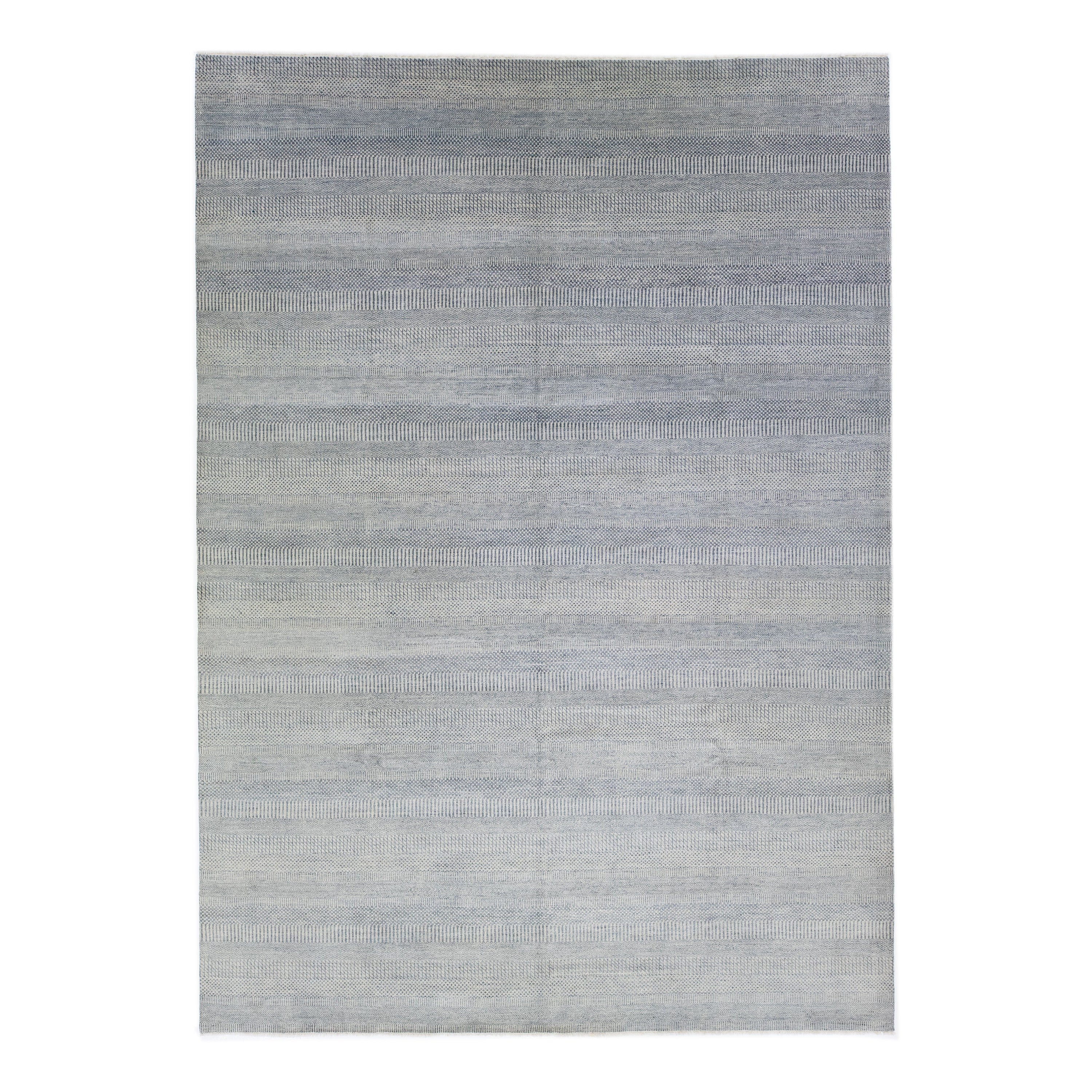 Geometric Modern Handmade Savannah Wool Rug In Beige and Gray For Sale ...