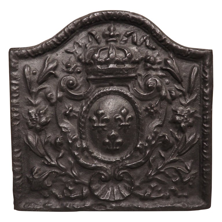 Antique French Cast Iron Fireback Depicting The Arms of France, 20th ...