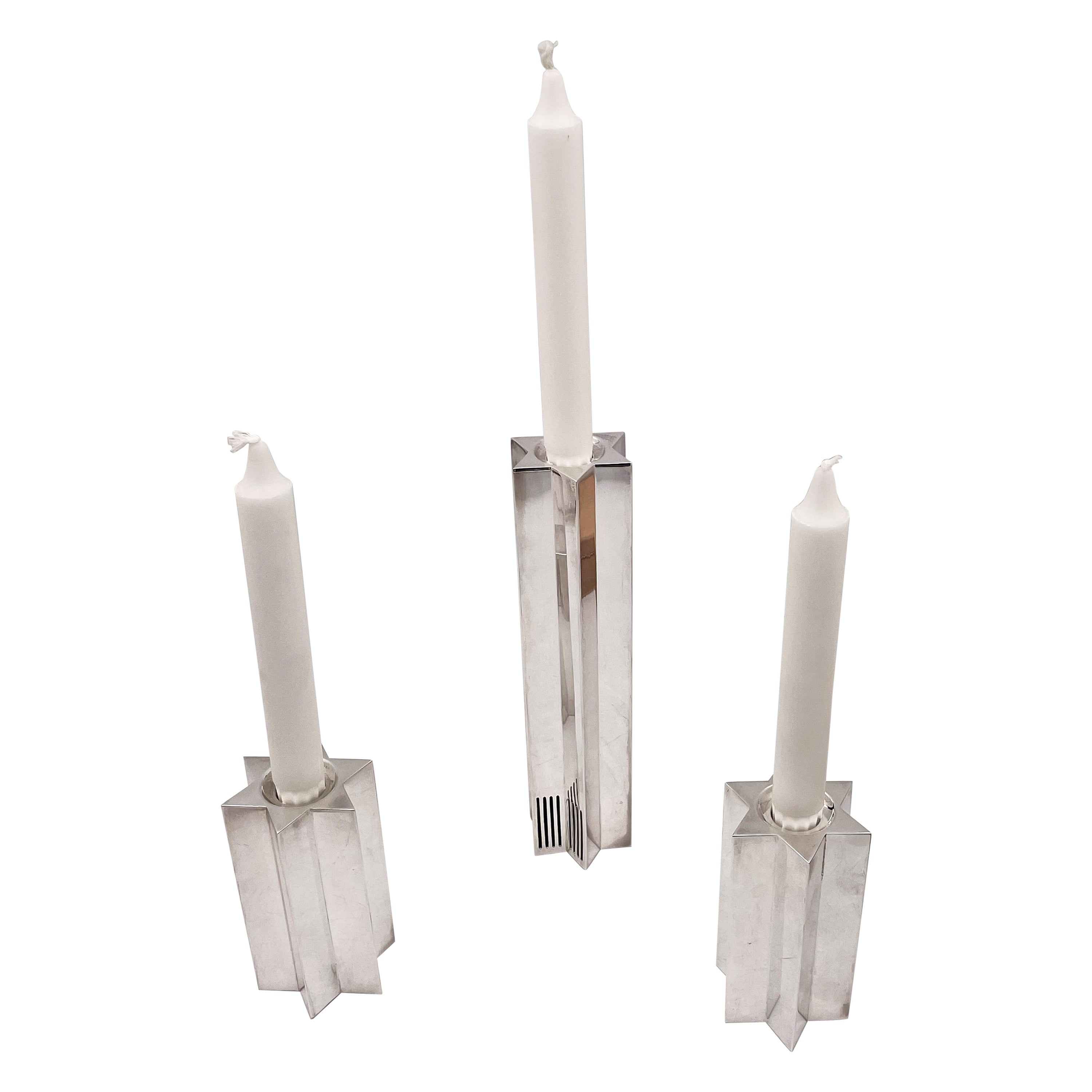 Italian Set of 3 Sterling Silver Star Shaped Mid-Century Modern ...