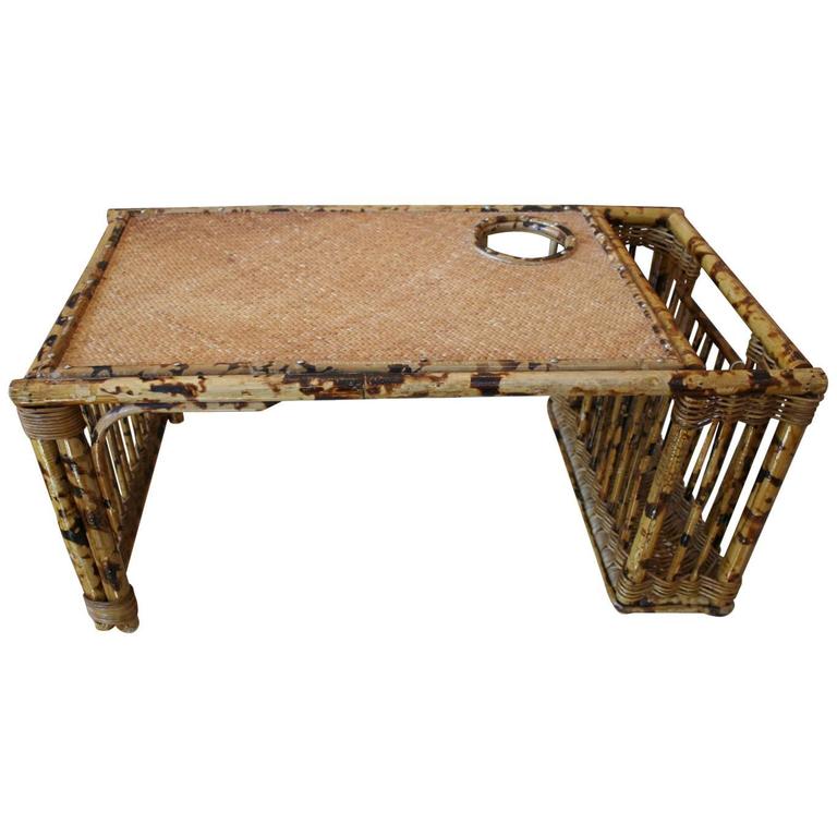 Mid-20th Century Bamboo and Wicker Rattan Bed Tray For Sale at 1stDibs