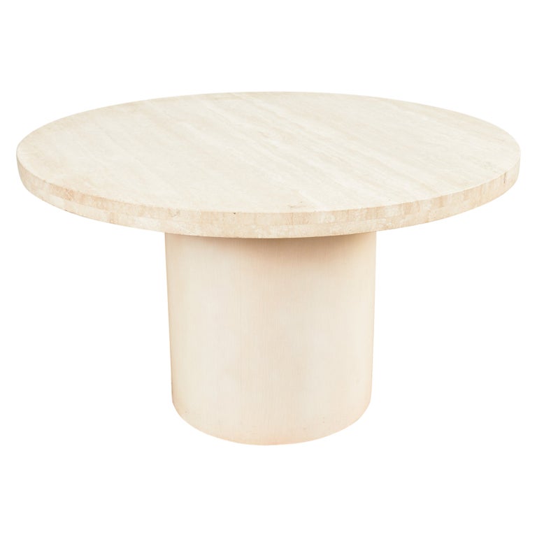 Midcentury Italian Round Travertine Pedestal Coffee Cocktail Table at ...