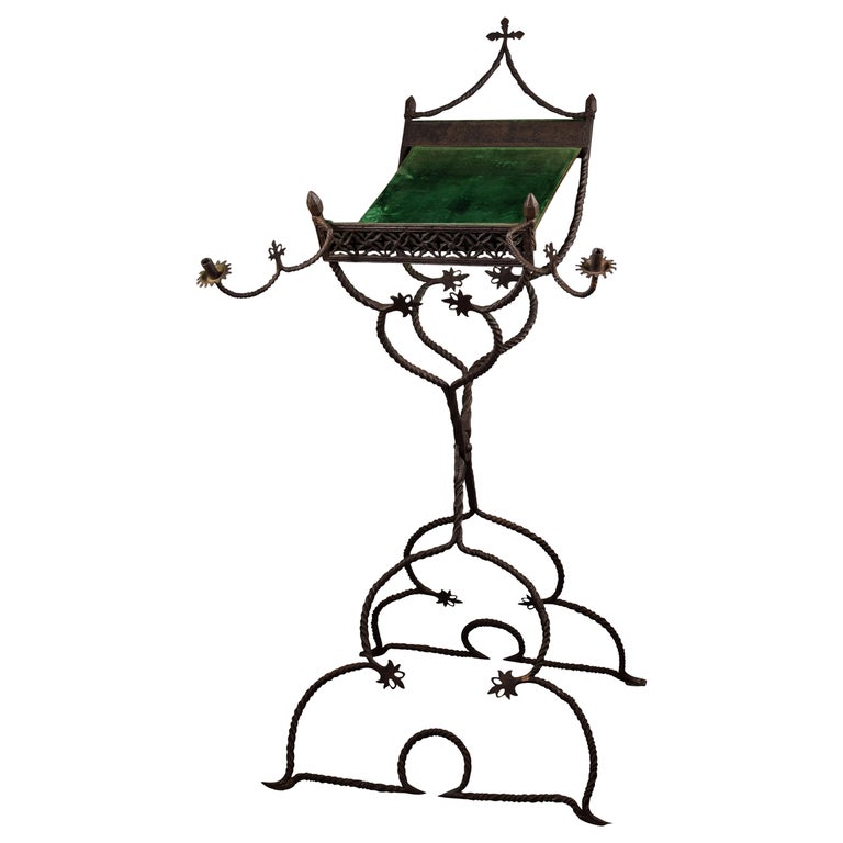 Folding Standing Lectern in Wrought Iron and Fabric, Spain, 16th ...