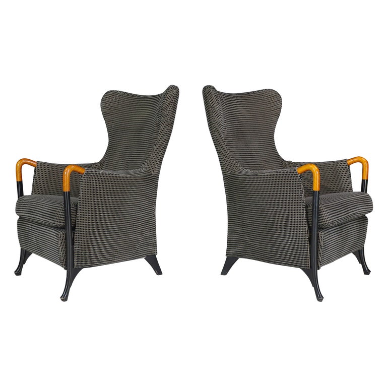Umberto Asnago Wingback Chairs for Giorgetti-Progetti, Italy, 1980s For ...