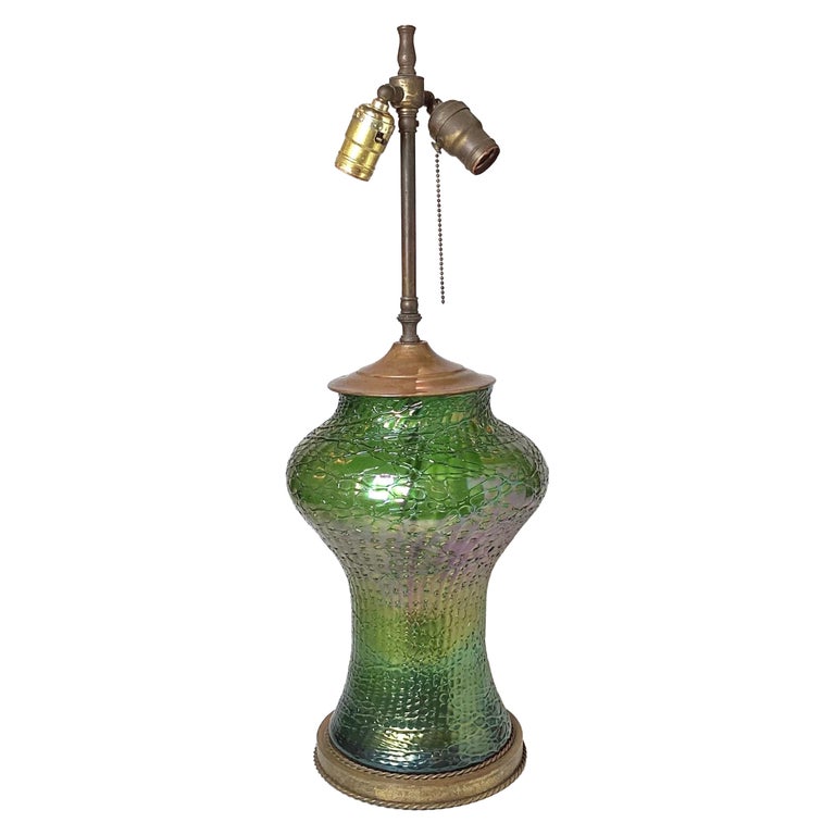 Early 20th Century Iridescent Glass Lamp Attributed to Loetz For Sale ...