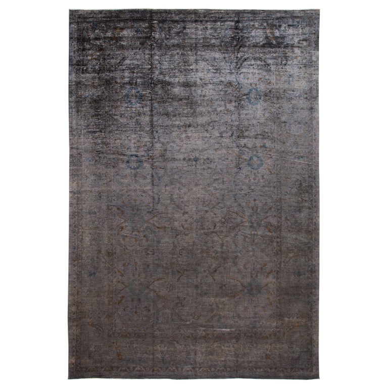 Handmade Gray Modern Overdyed Wool Rug For Sale at 1stDibs