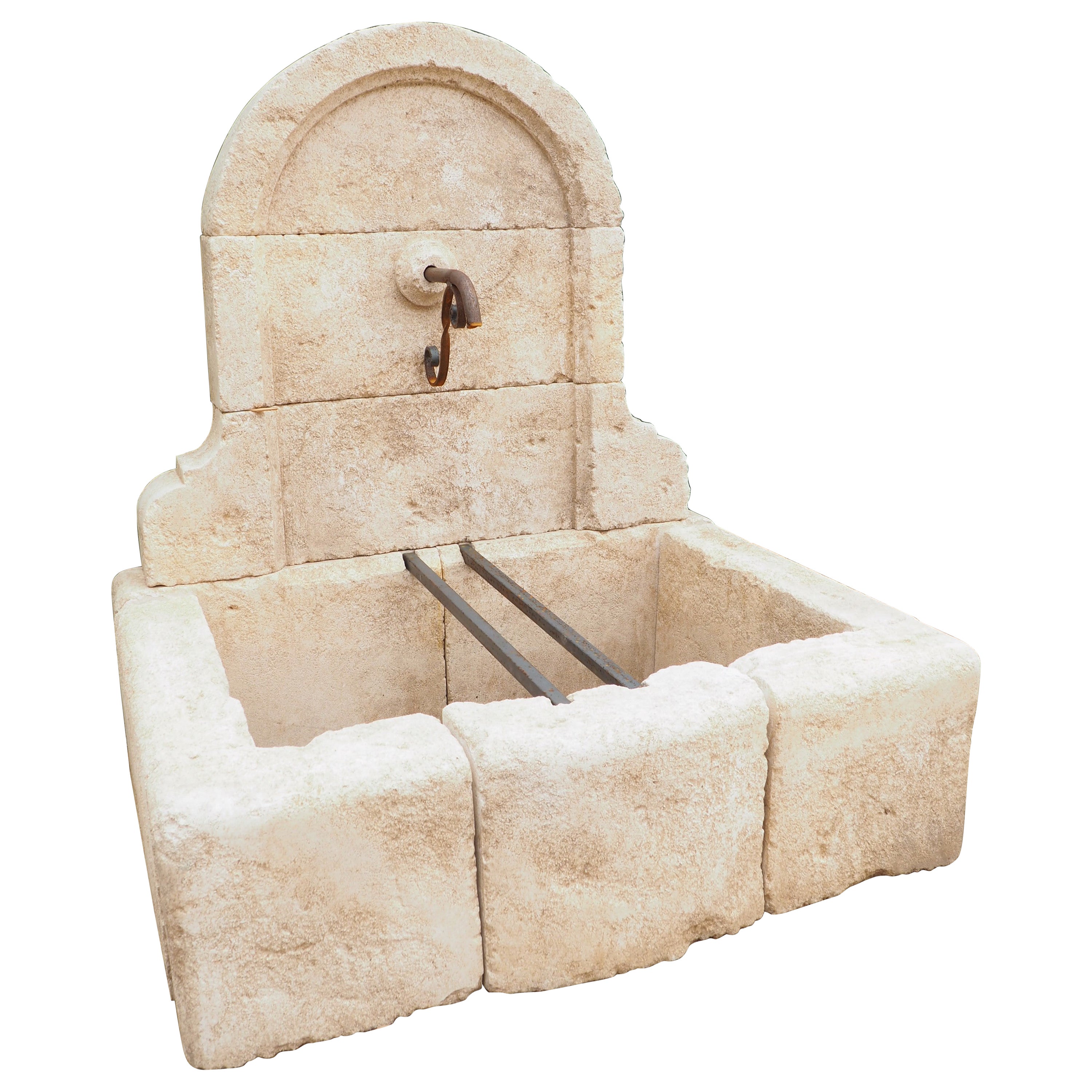 Carved Rectangular Limestone Center Fountain from Provence, France at ...