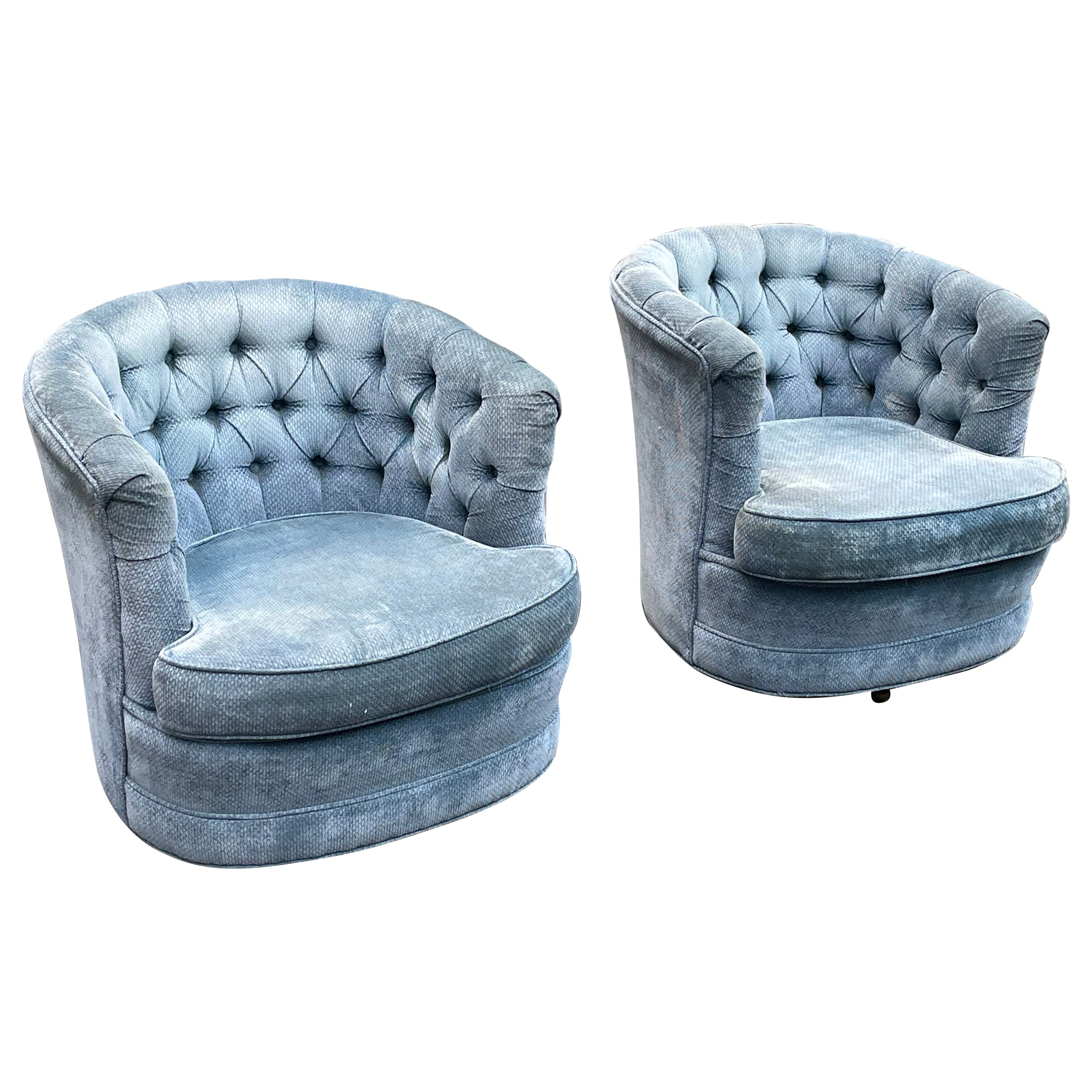 Pair of English Style Armchairs with Tufted Backs, Upholstered in Red ...