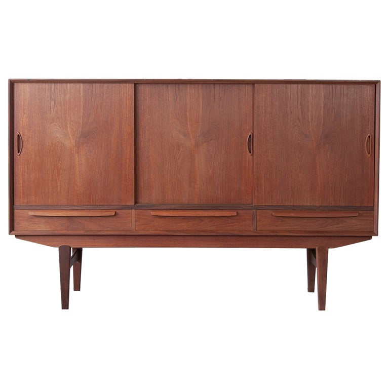 Mid-20th Century Danish Modern Highboard in Teak For Sale at 1stDibs