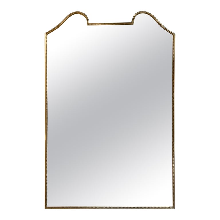 Midcentury Brass Shield Mirror For Sale at 1stDibs