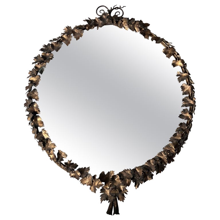 Antique Italian Gilt Metal « Leaf Motif » Wall Mirror, Début De Siècle ...