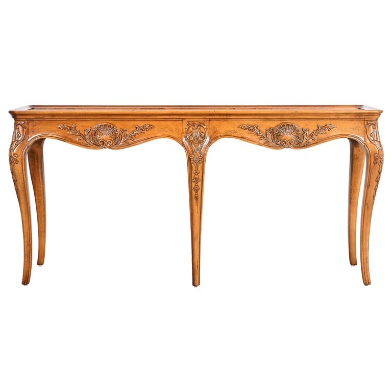 Henredon French Provincial Louis XV Walnut Console or Sofa Table ...