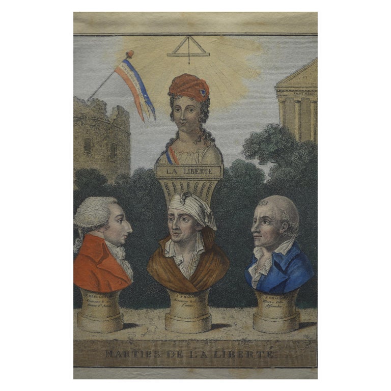French Revolution, circa 1793, Color Engraving of the Three Martyrs of ...