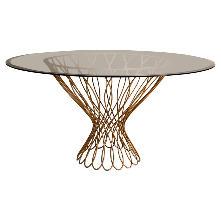 Round Dinning Table, "Pane" in Iron and Glass For Sale at 1stDibs