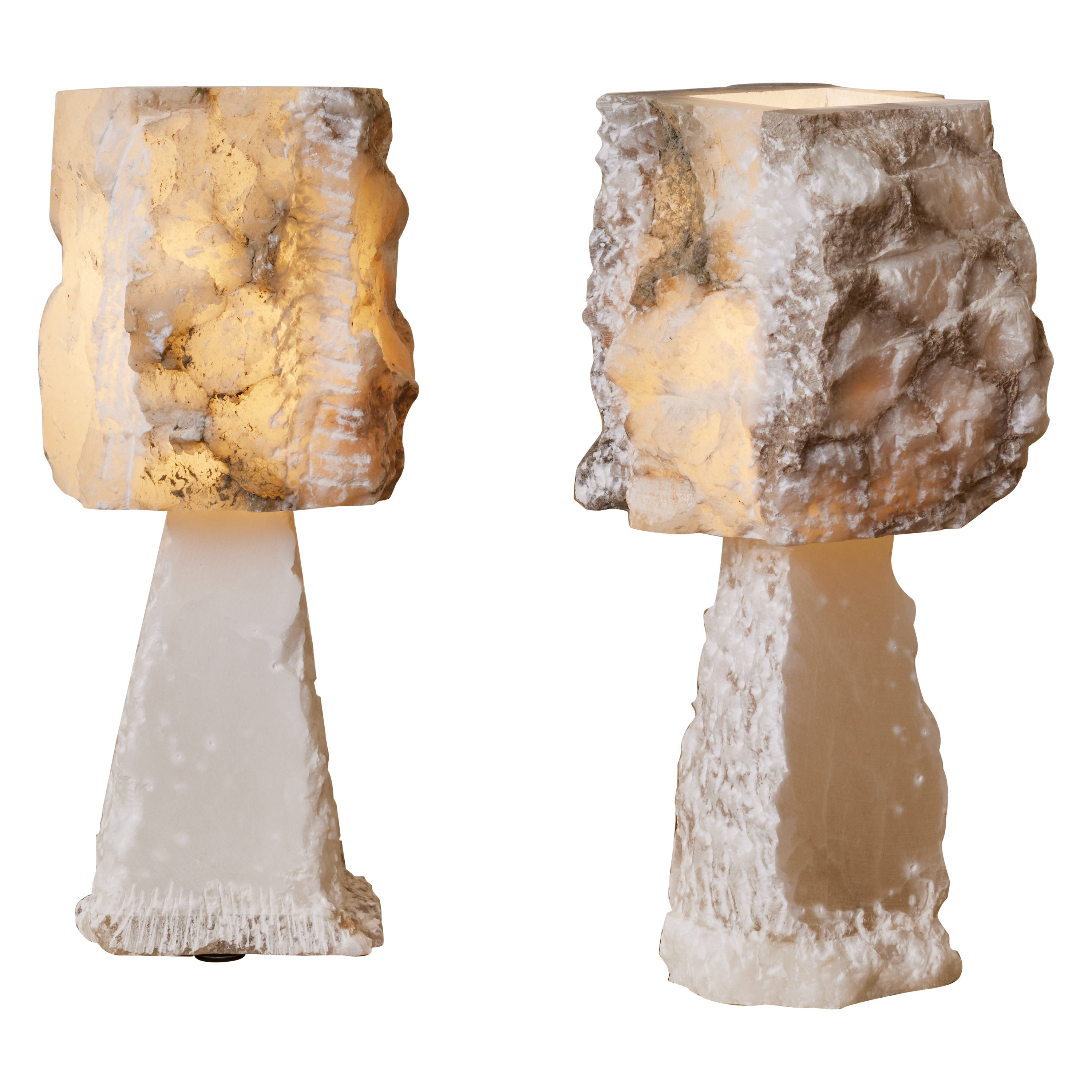 Tall Alabaster Table Lamp in Grey and White at 1stDibs | vintage ...