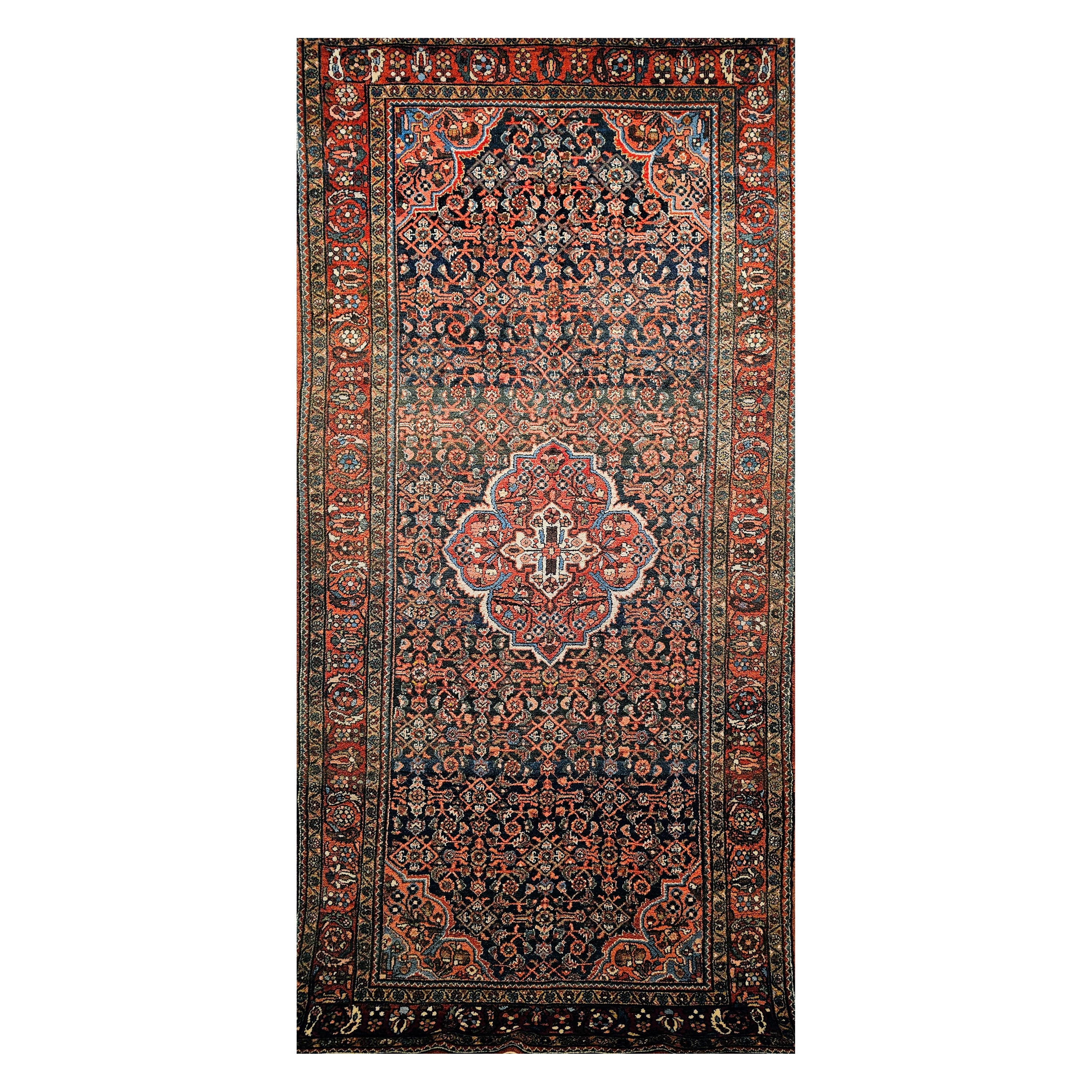 Vintage Persian Malayer in an All Over Herati Pattern set on an Abrash ...