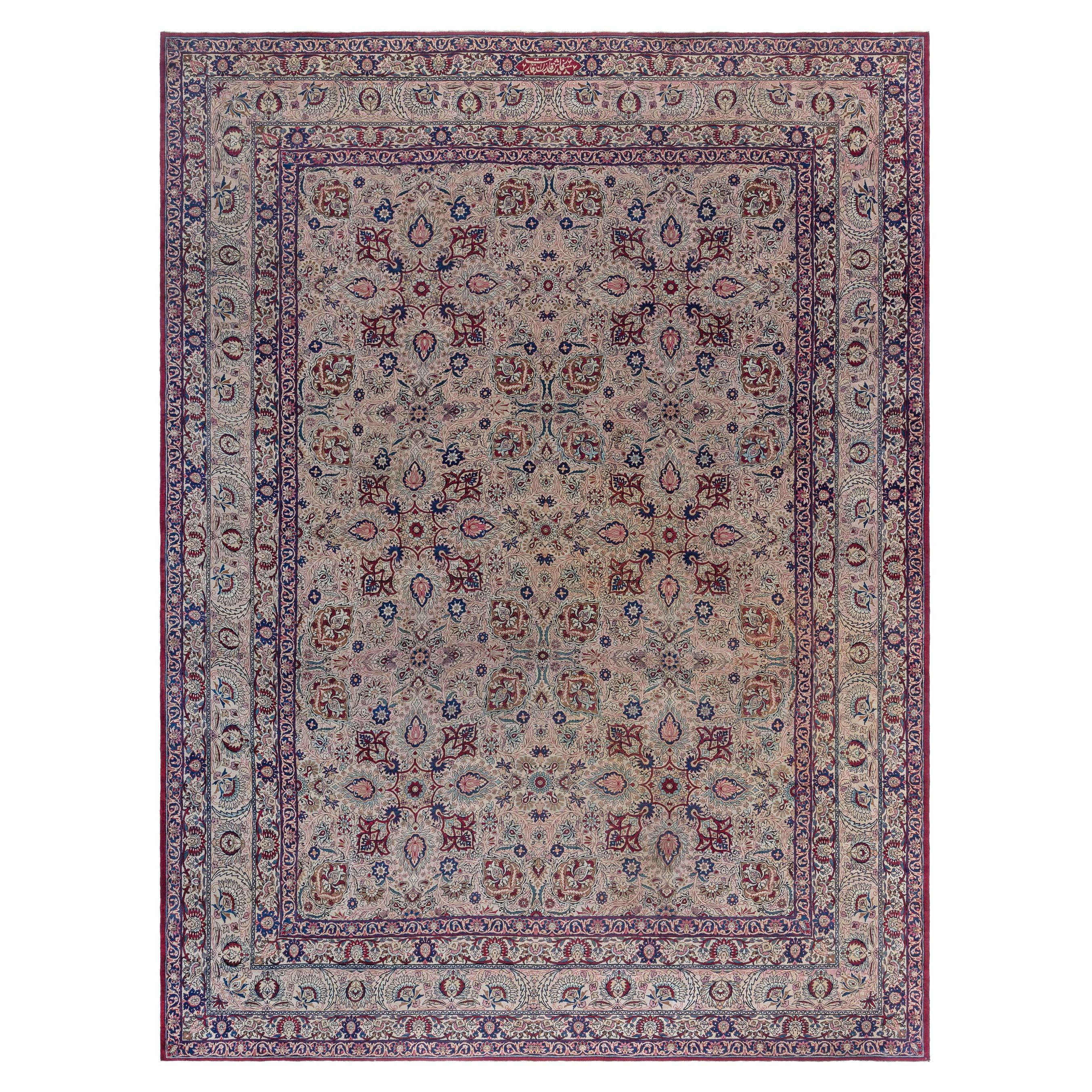 Antique Kirman Laver Rug For Sale at 1stDibs
