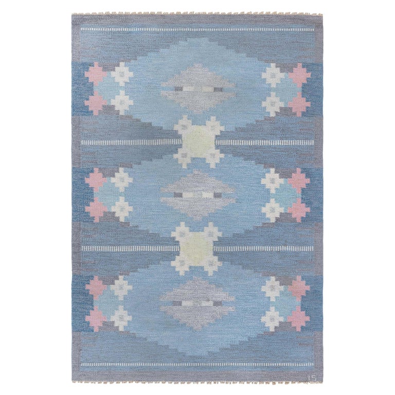 Collection Vintage Flat Woven Rug by Ingegerd Silow For Sale at 1stDibs