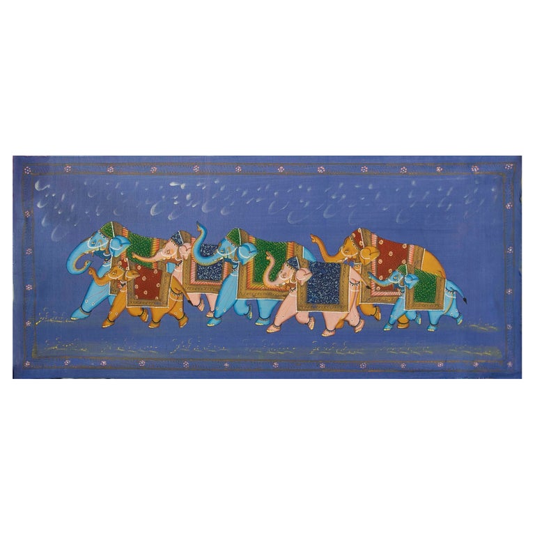 1970s Jaime Parlade Designer Hand Painting "Elephants" Oil on Canvas ...