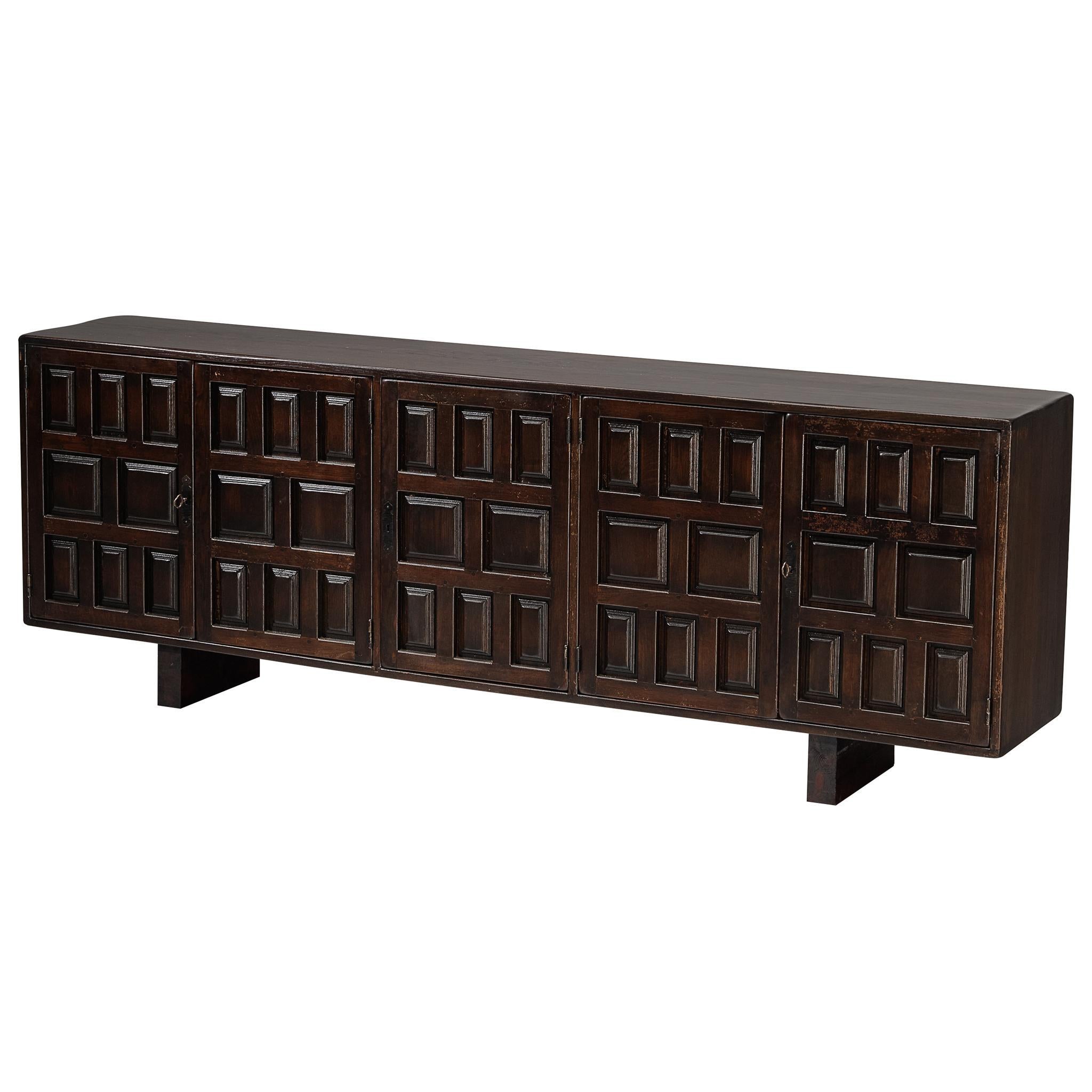 Spanish Brutalist Sideboard in Stained Oak For Sale at 1stDibs ...