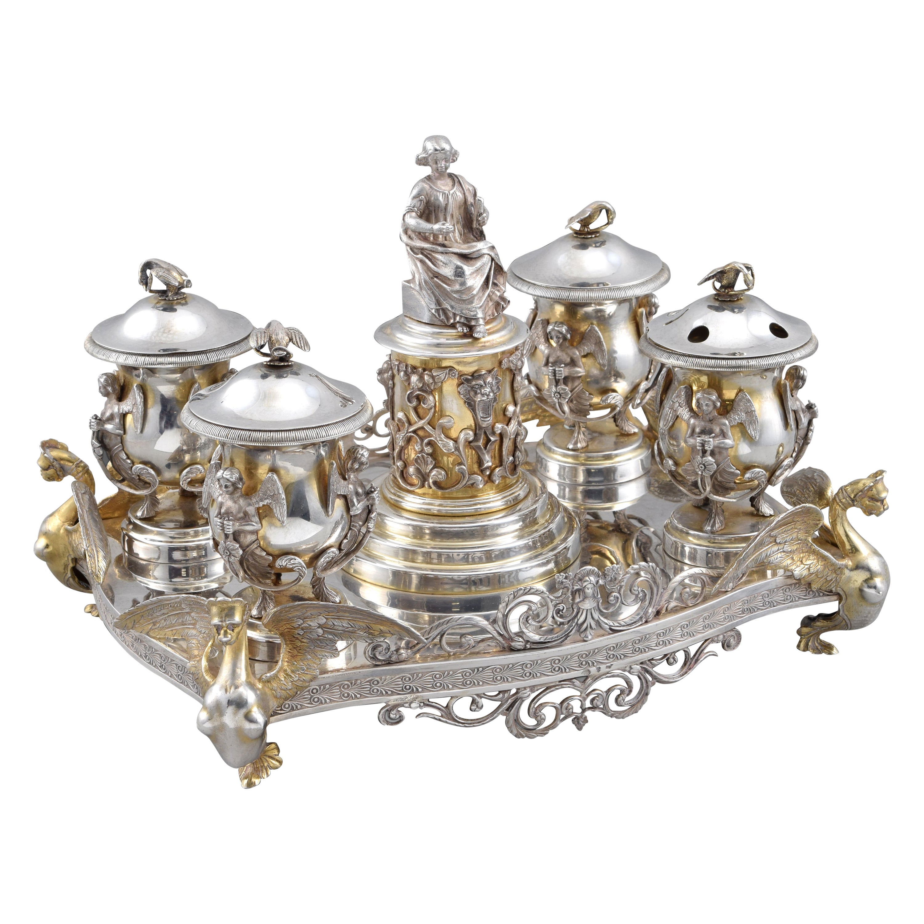 Silver Desk Writing Set, Platerías Martínez, Madrid, Spain, 1845 For ...
