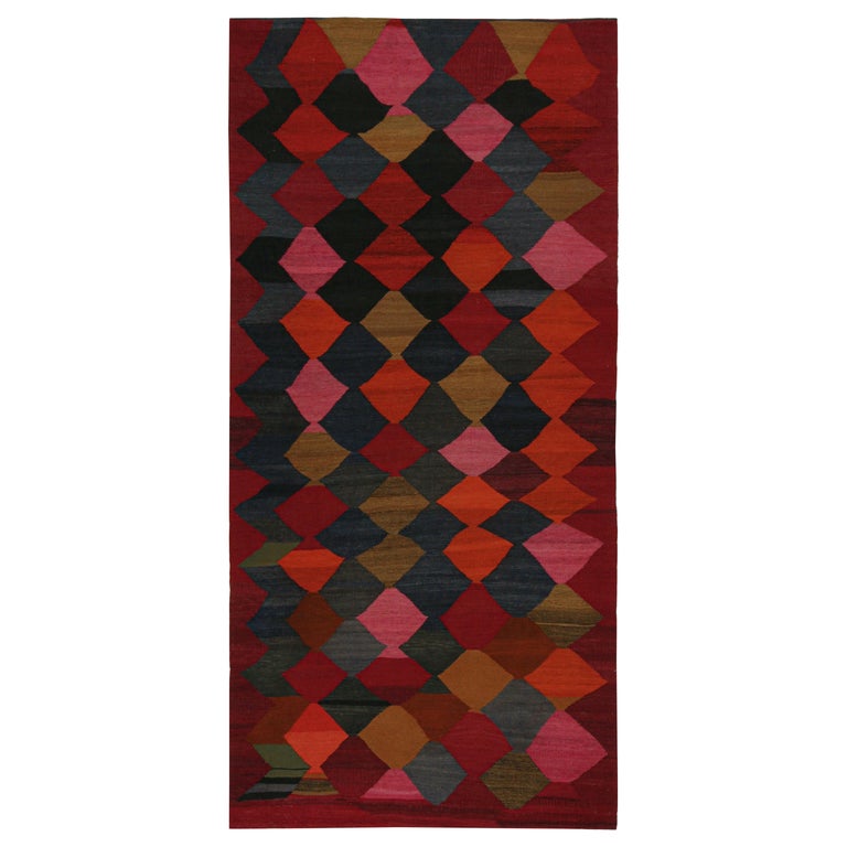 Vintage Persian Karadagh Tribal Kilim in Polychromatic Diamonds For ...