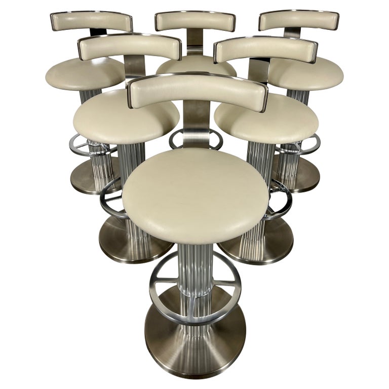 Design for Leisure Brushed Stainless Steel Bar Stools- Set of 6 For ...