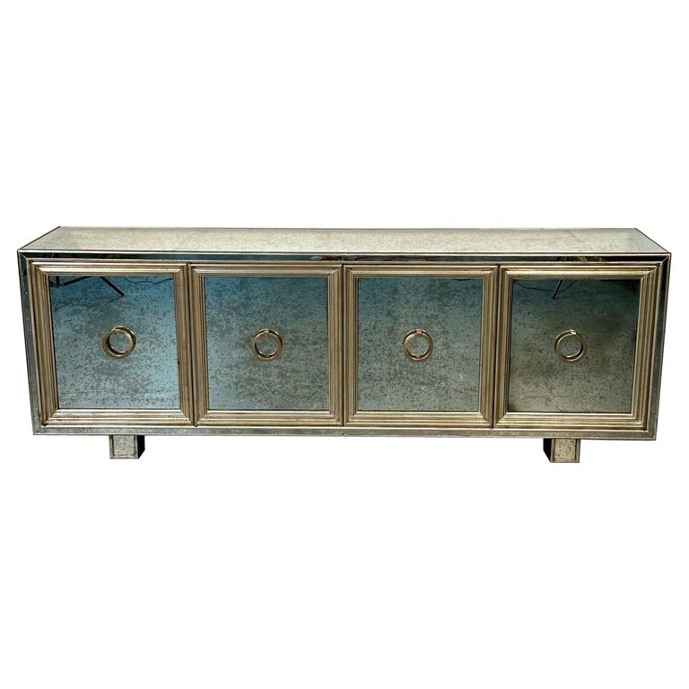 Distressed Hollywood Regency Style Mirrored Silver Gilt Sideboard ...