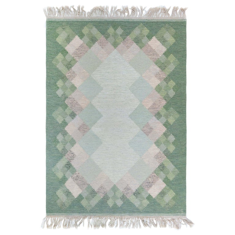 "Opal" - Swedish Flat Woven Rug by Brita Svefors For Sale at 1stDibs