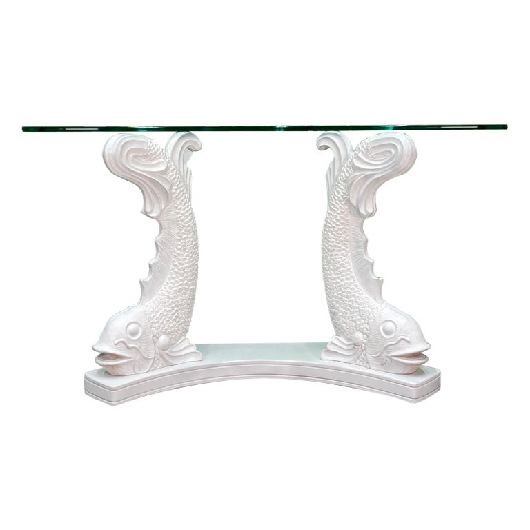 Japanese Koi Fish Sculptural Console Table For Sale at 1stDibs