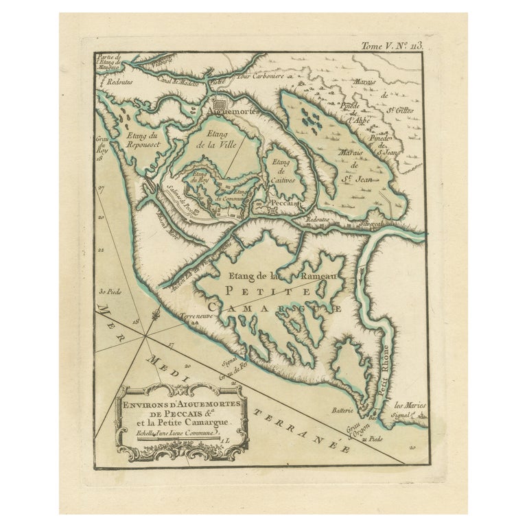 Antique Map of the region of Aigues-Mortes and Camargue, France For ...