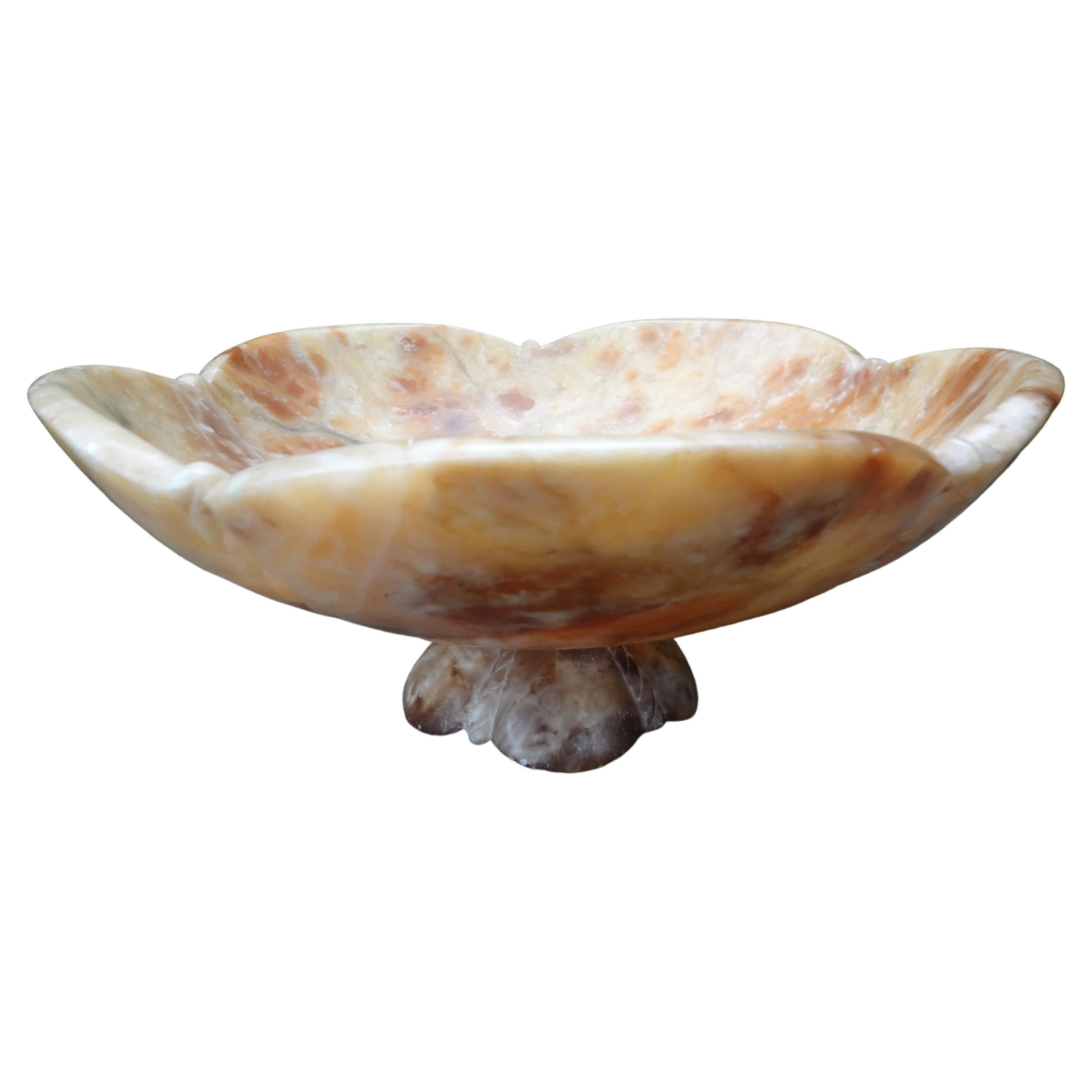 New Italian Carved Alabaster Covered Bowl or Dish at 1stDibs